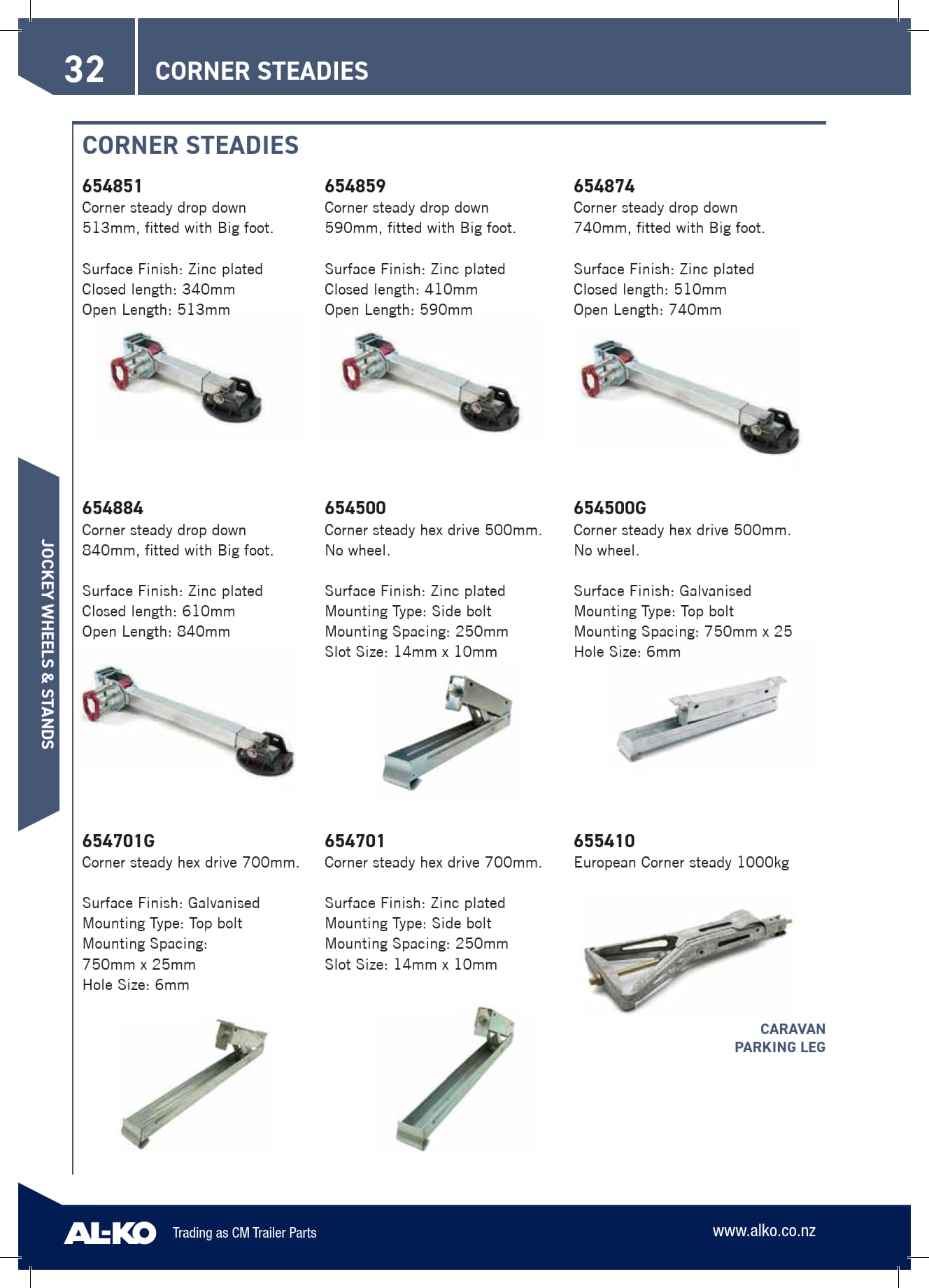 CORNER STEADIES | CM Trailer Parts | New Zealand Trailer Parts ...
